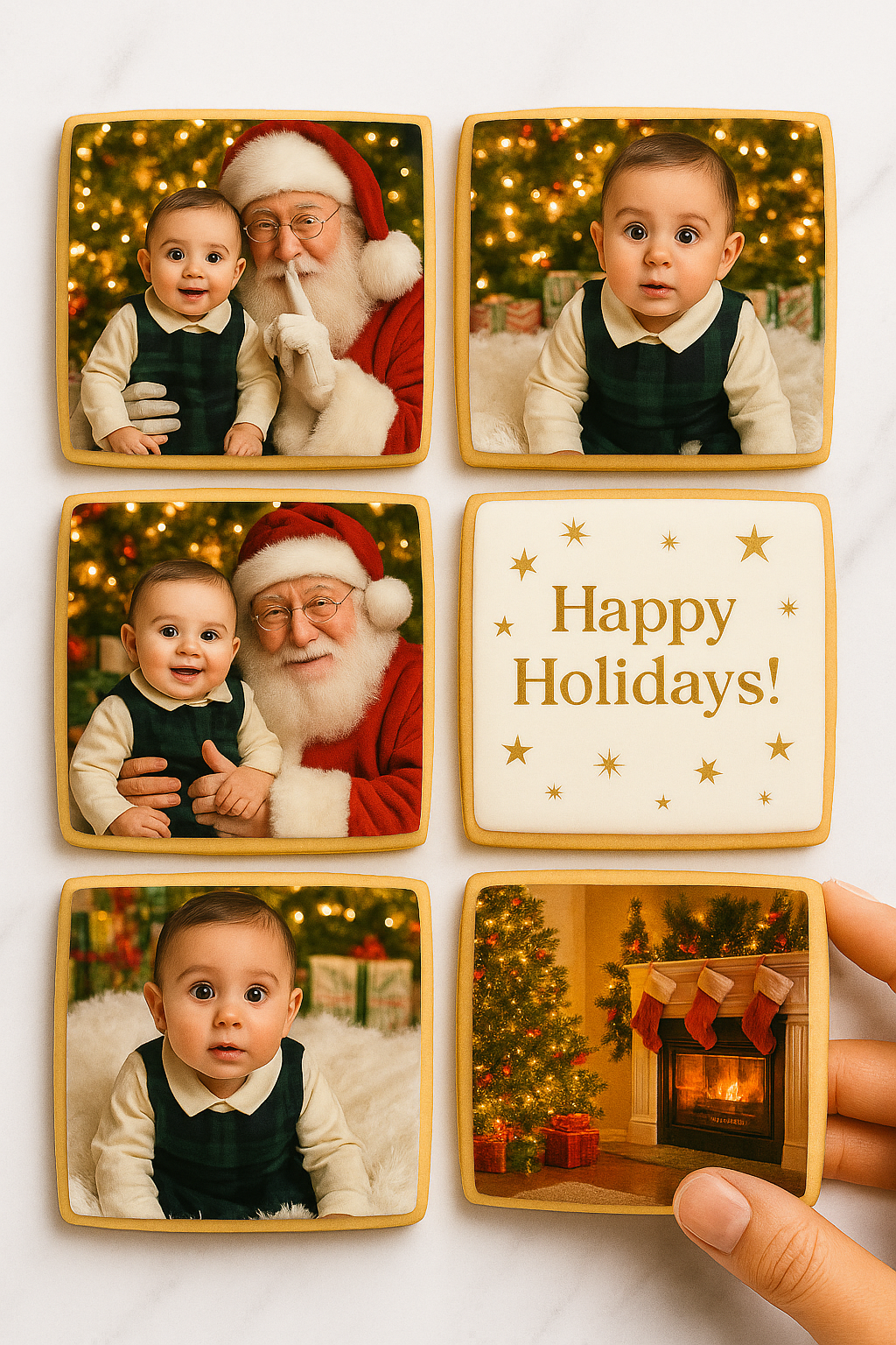 Holiday Family Card Custom Cookies | Personalized Christmas Photo Suga ...
